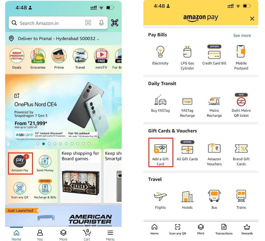 How to Redeem Amazon Pay Gift Voucher