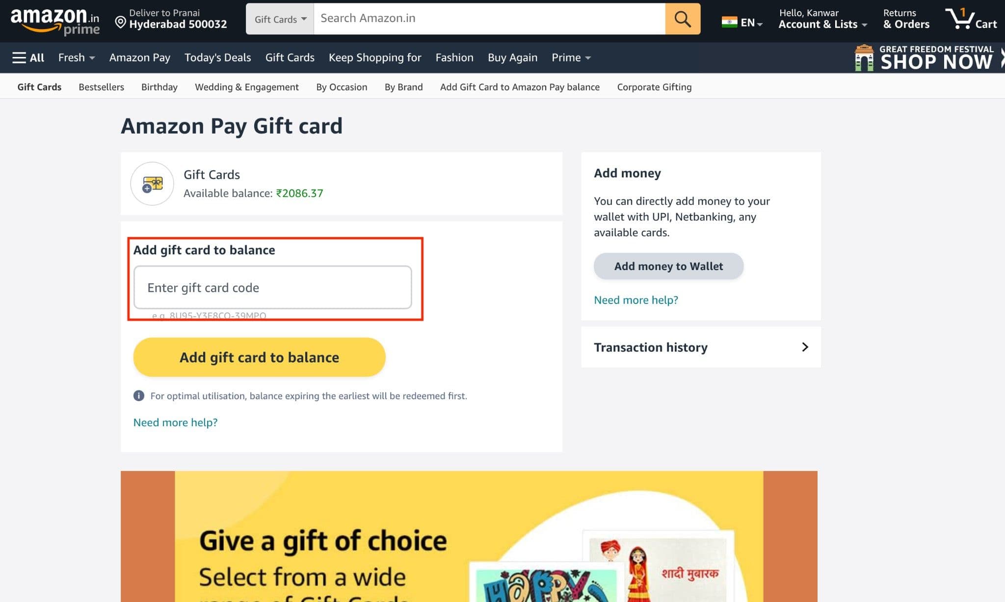 How to Redeem Amazon Pay Gift Voucher